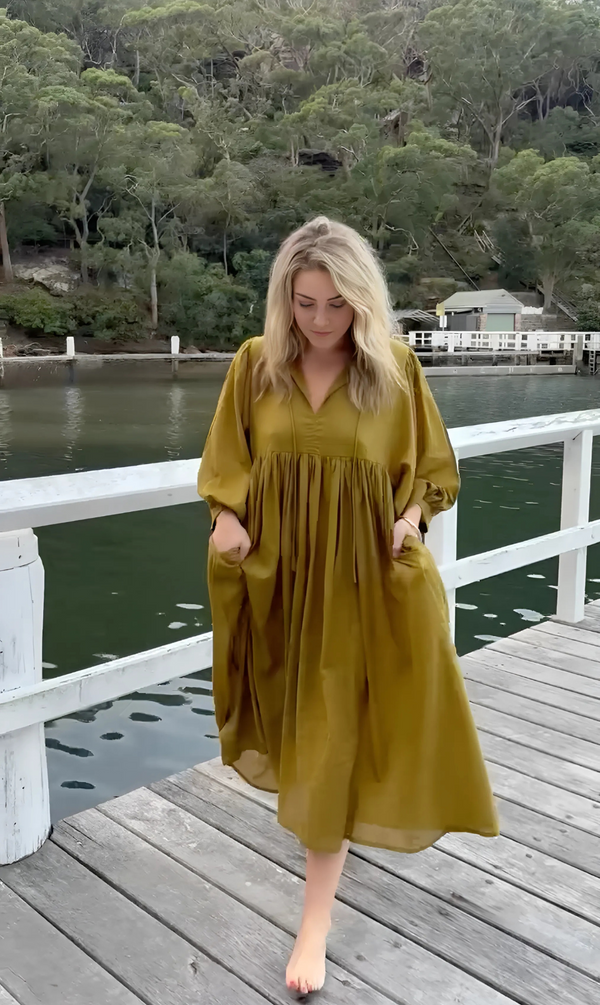 Sara Midi Dress Pine – House of Sundar