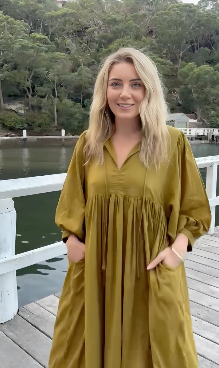 Sara Midi Dress Pine – House of Sundar