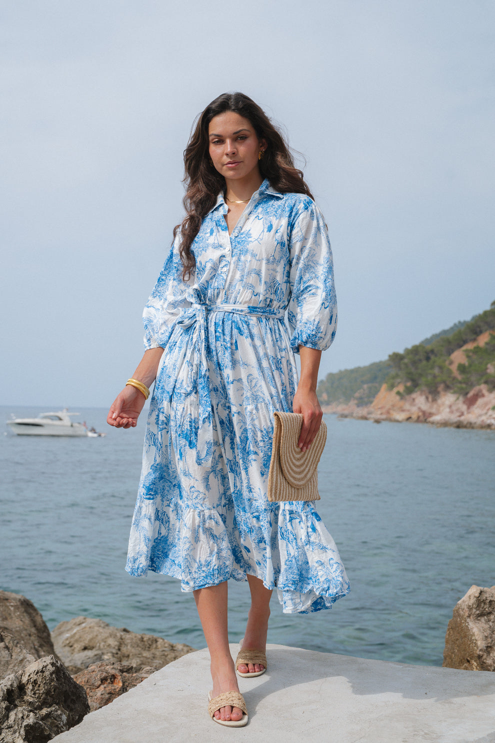 Liana Midi Dress - Azure Wave – House of Sundar